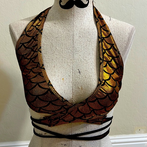 Tops | Wrap Around Dance Top Copper Mermaid Scales | Poshmark